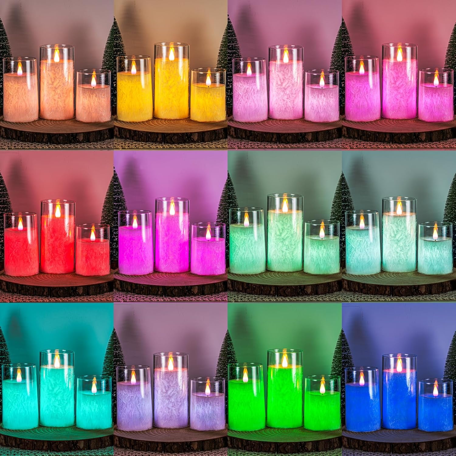 JUNCHI-Color Changing Flameless Candles, Battery Operated LED Pillar ...
