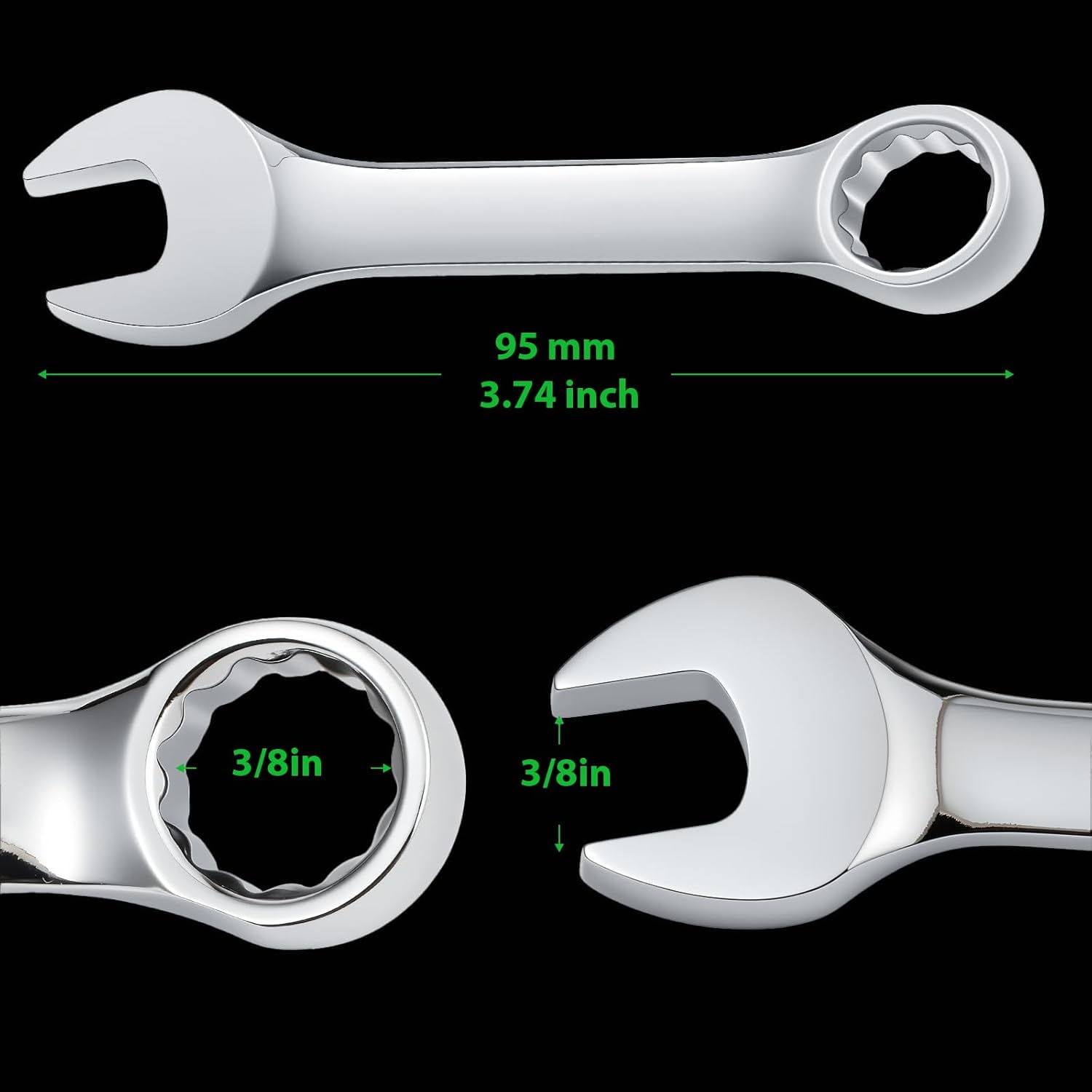 JUNCHI-Combination Wrench, SAE 3/8" Mini Stubby Combination Wrenches ...