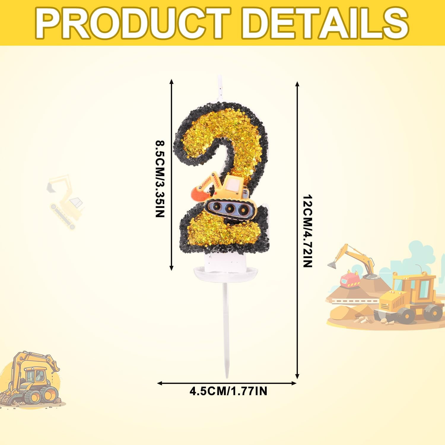 JUNCHI-Construction Number Candle, Paraffin Construction Theme Cake ...