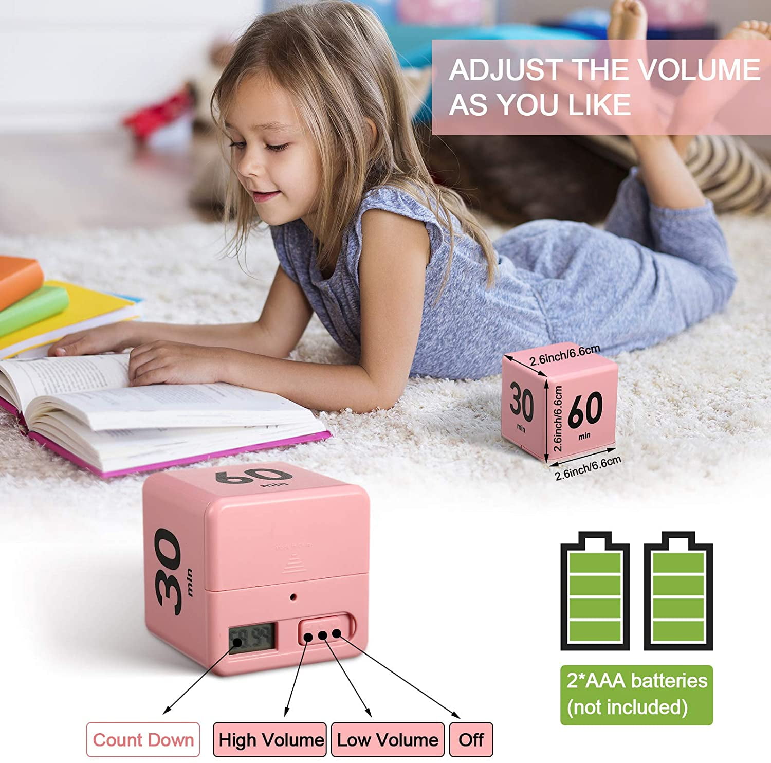 JUNCHI-Cube Timer, Gravity Sensor Flip Timer for ADHD Productivity ...