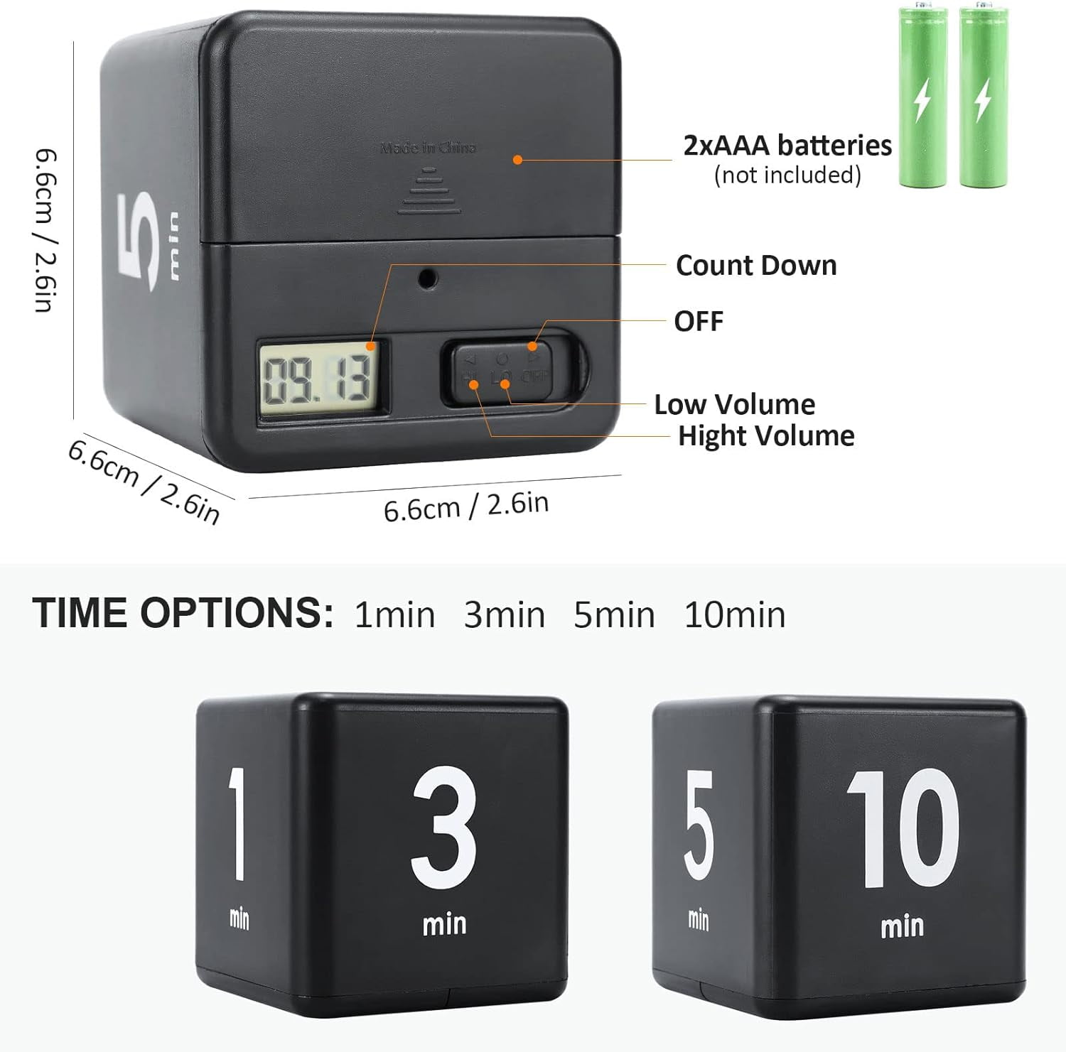 JUNCHI-Cube Timer, Kid Focus Study Timer Kitchen Work Timer Time Block ...