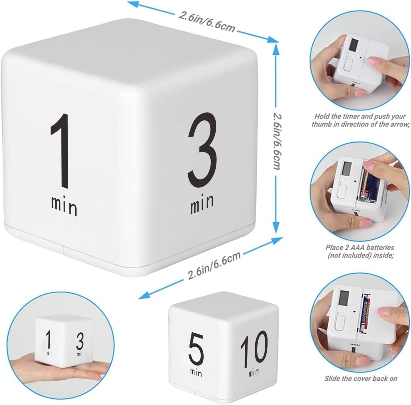 JUNCHI-Cube Timer, Productivity Visual Timer 1/3/5/10 Minutes Preset ...