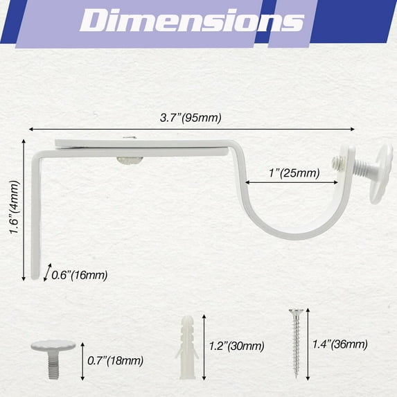 JUNCHI-Curtain Rod Bracket for Adjustable, Heavy Duty Curtain Rod ...