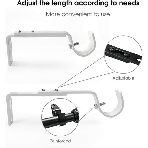 JUNCHI-Curtain Rod Holders Heavy Duty Adjustable Rod Brackets for 7/8 ...