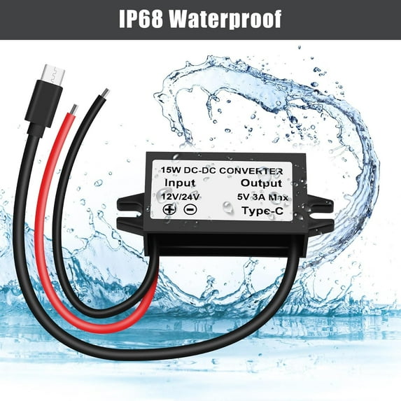 JUNCHI-DC 12V/24V to 5V USB C Converter - DC-DC Buck Charging Module ...