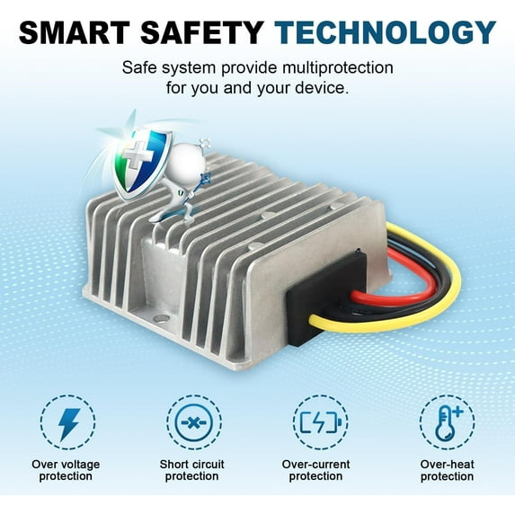 JUNCHI-DC Buck Converter 24V 36V to 12V 20A 240W, Adjustable Voltage ...