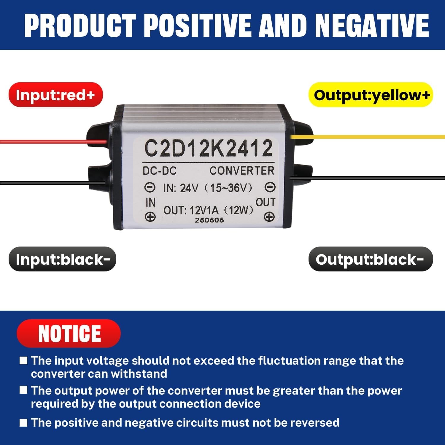 JUNCHI-DC Voltage Reducer Converter, 24V Step Down to 12V 1A Reducer ...