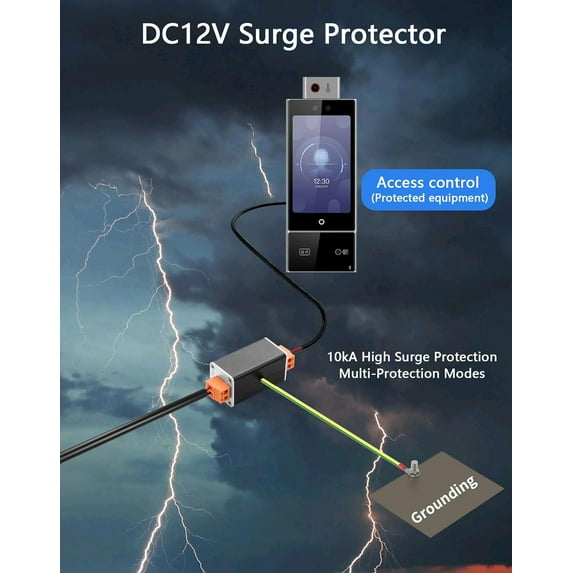JUNCHI-DC12V Surge Protector 10kA Lightning Arrestor for Security ...