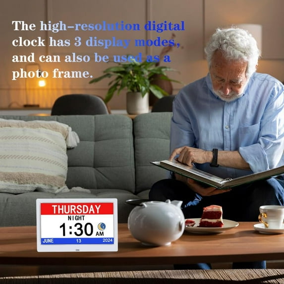 JUNCHI-DST Digital Clock with Date and Day of Week for Elderly-12 ...
