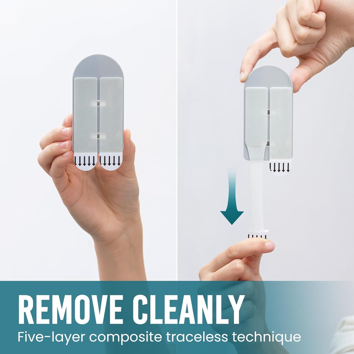 JUNCHI-Damage-Free Hanging Metal Hooks with Adhesive Strips, 2 Hooks ...