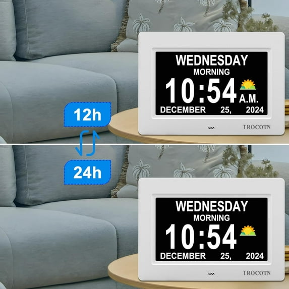 JUNCHI-Dementia Clock, Calendar Clock Large Display with Custom Alarms ...