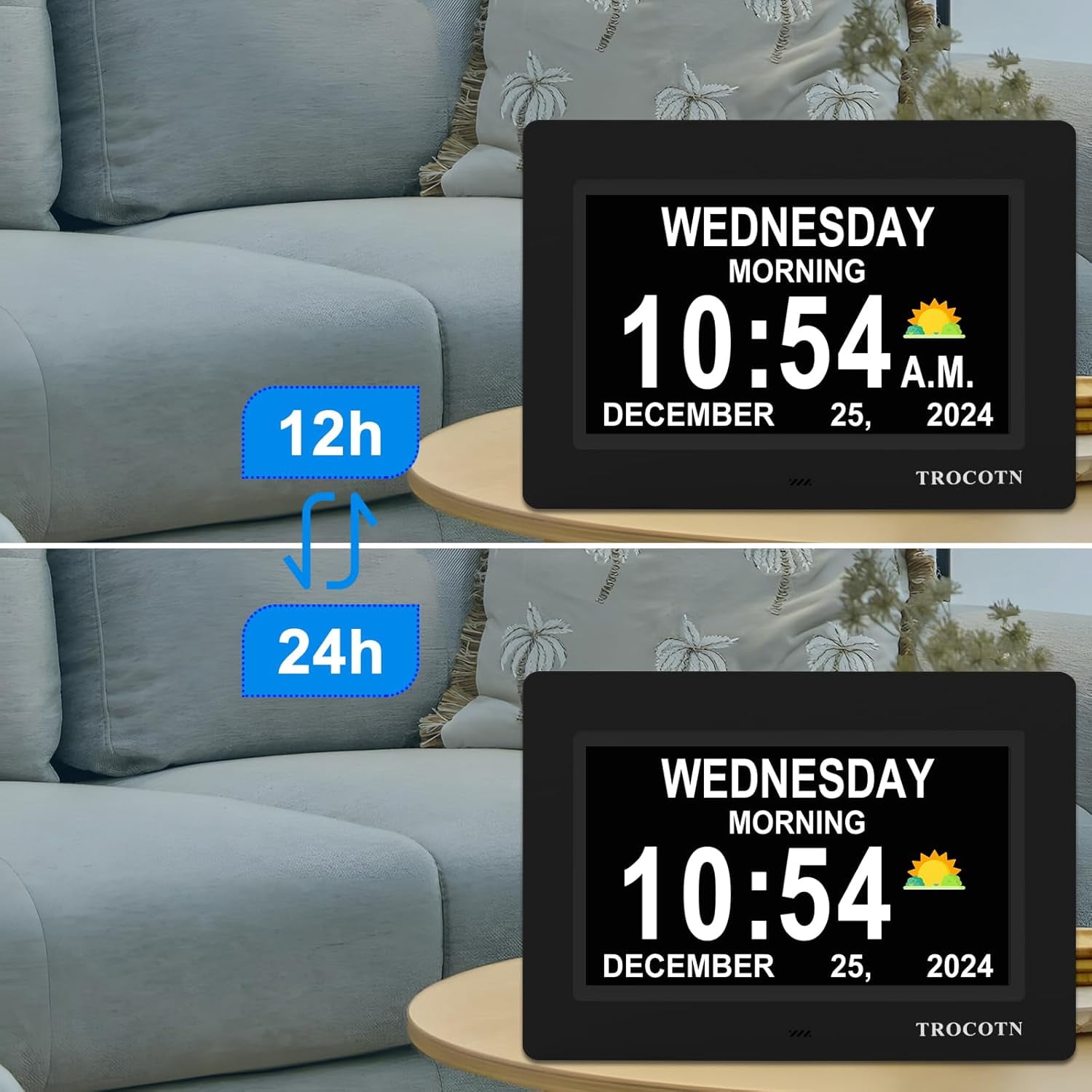 JUNCHI-Dementia Clock Large Digital Clock for Seniors, Calendar Large ...
