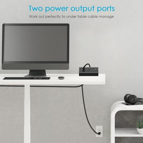 JUNCHI-Desk Power Strip with 18W USB C Fast Charge Port, Black 800J ...