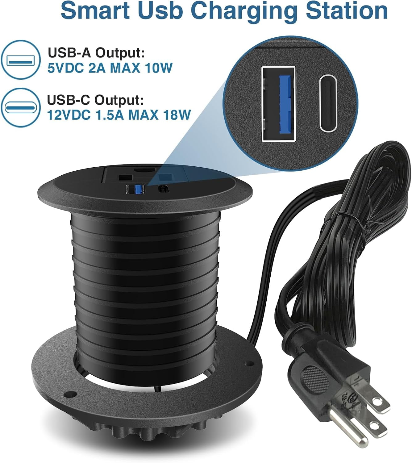 JUNCHI-Desktop Power Grommet, 2inch Desktop Power Grommet Outlet ...