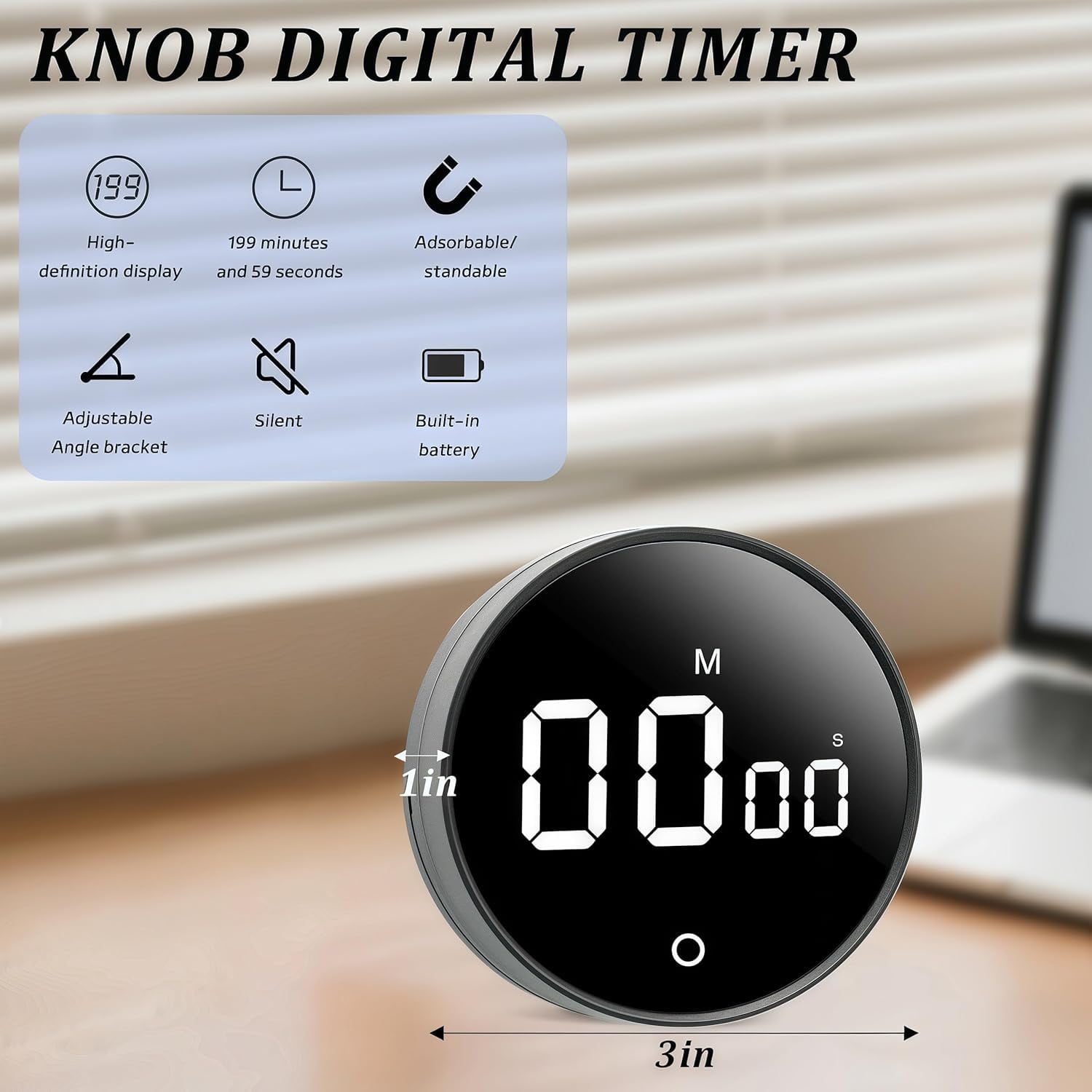 JUNCHI-Digital Kitchen Timer - Magnetic 199-Minute Countdown Countup ...