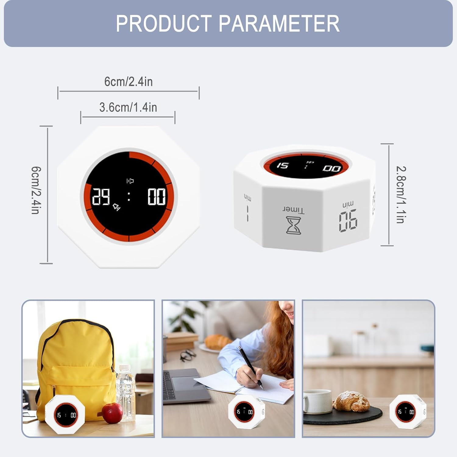 JUNCHI-Digital Productivity Timer, Octagon Rotating Pomodoro Timers ...