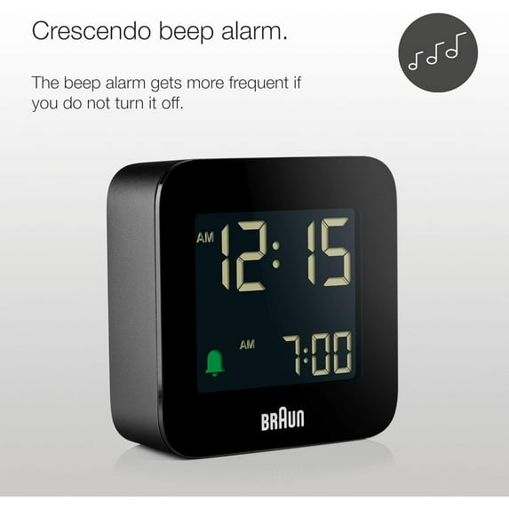 JUNCHI-Digital Travel Alarm Clock with Snooze, Compact Size, Negative LCD Display, Quick Set ...