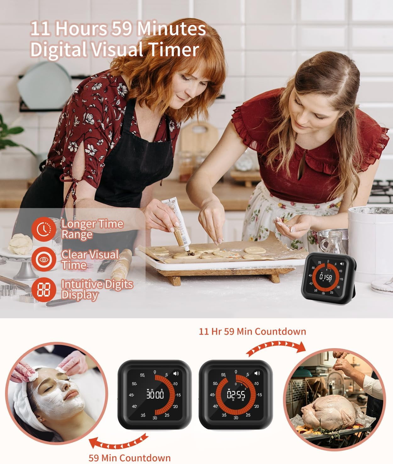 JUNCHI-Digital Visual Timer - Large Display Magnetic Countdown Timer ...