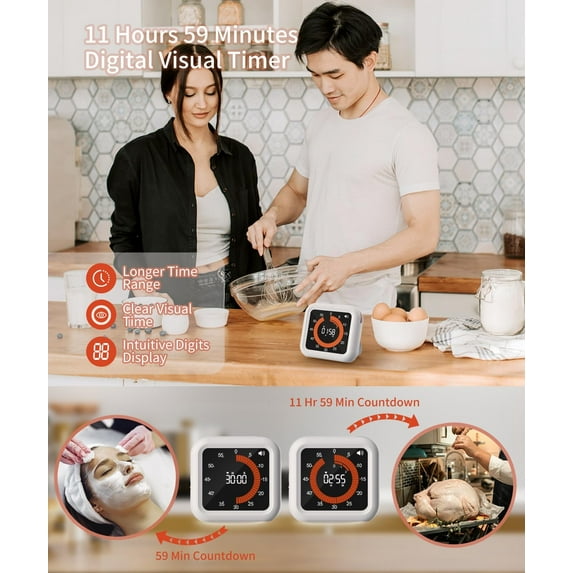 JUNCHI-Digital Visual Timer - Max 11H 59M Rechargeable Countdown Timer ...