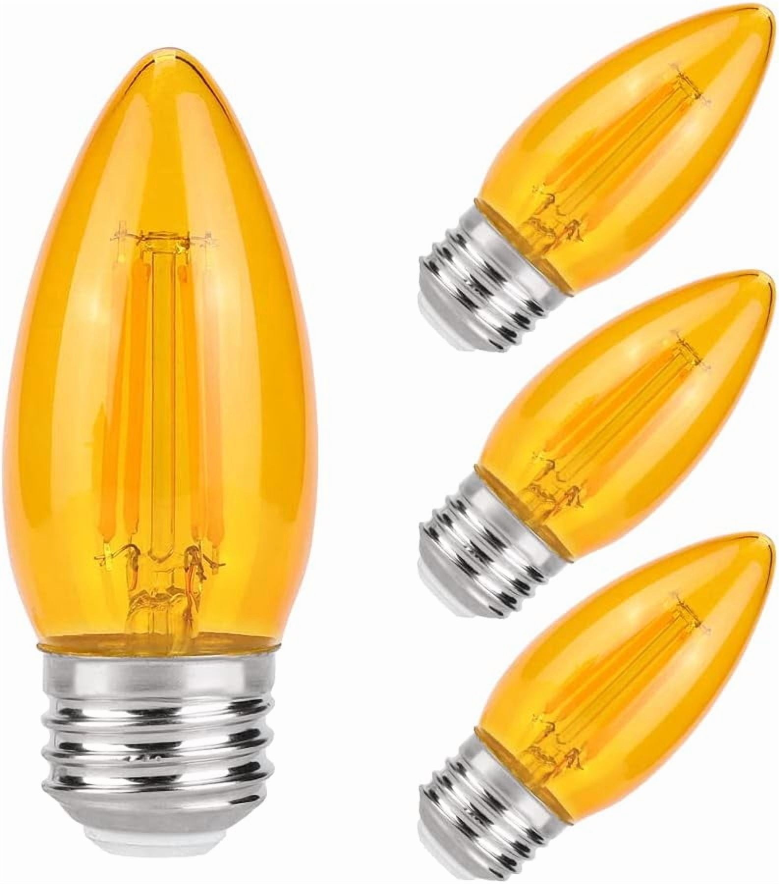 JUNCHI-E26 Small dim Amber LED Edison Light Bulbs, Candelabra Bulb ...
