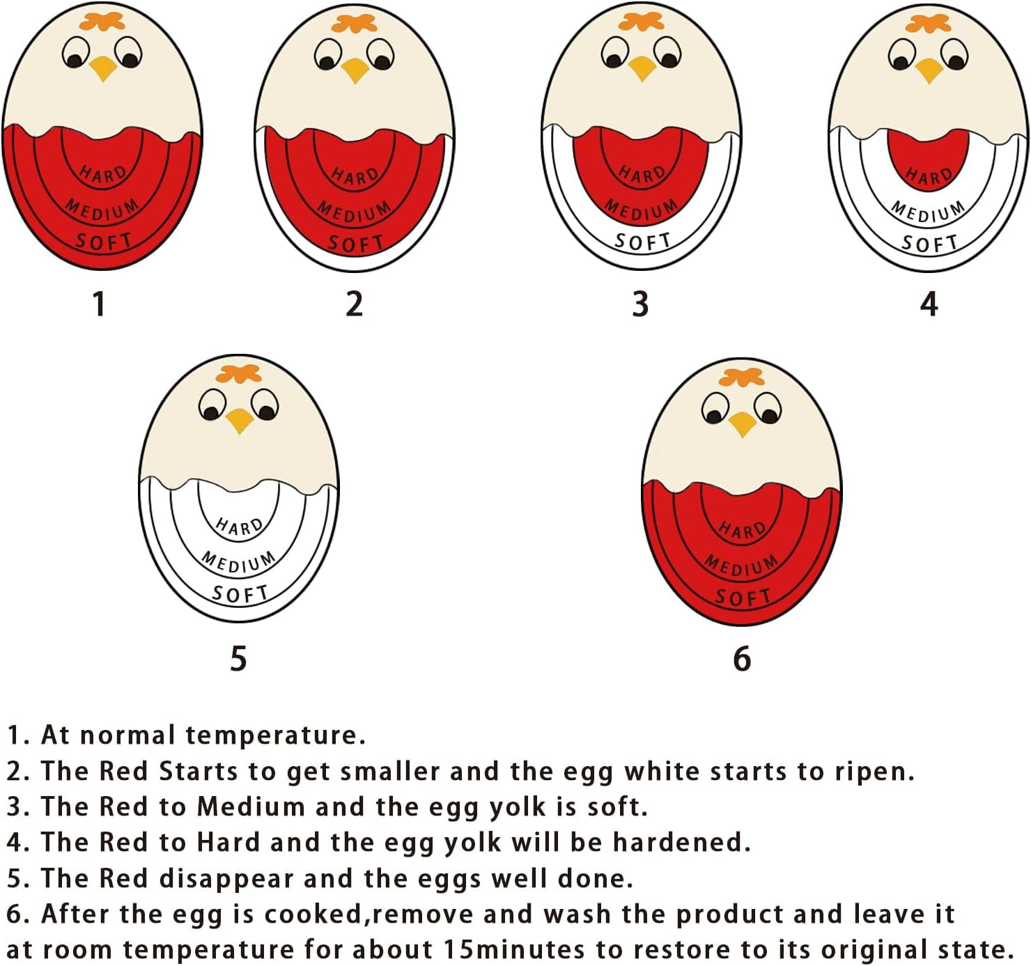 JUNCHI-Egg Timer Sensitive Hard & Soft Boiled Color Changing Indicator ...