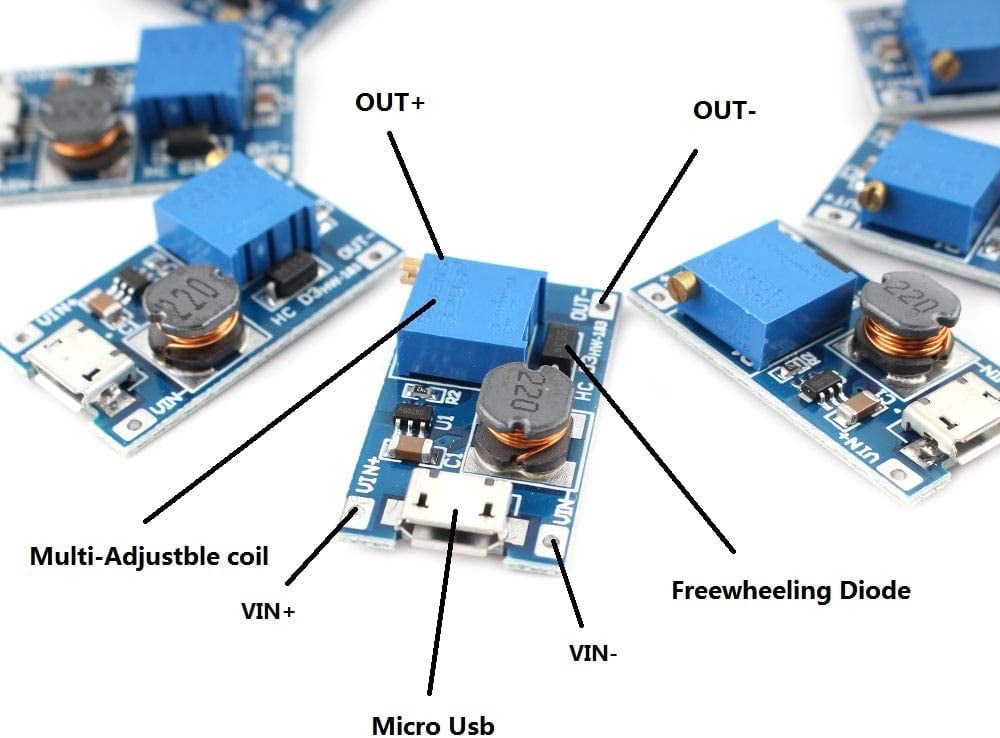 JUNCHI-Eiechip DC-DC Step Up Converter - USB Power Module, 2V-24V to 5V ...