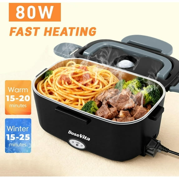 JUNCHI-Electric Lunch Box for Adults, 80W Heated Lunch Box, 1.5L ...