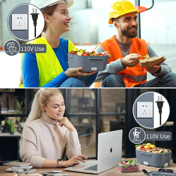 JUNCHI-Electric Lunch Box for Adults, Heated Lunch Box Food Warmer, 80W ...