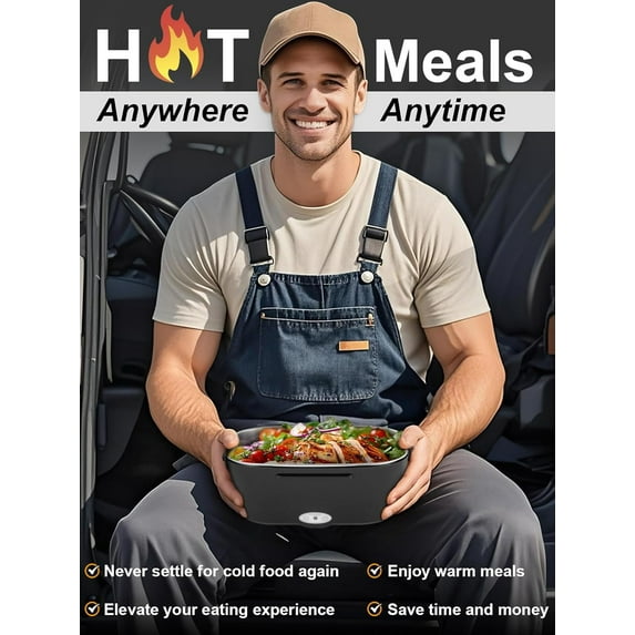 JUNCHI-Electric Lunch Box Food Warmer, 80W Fast Heating, 1.5L Stainless ...