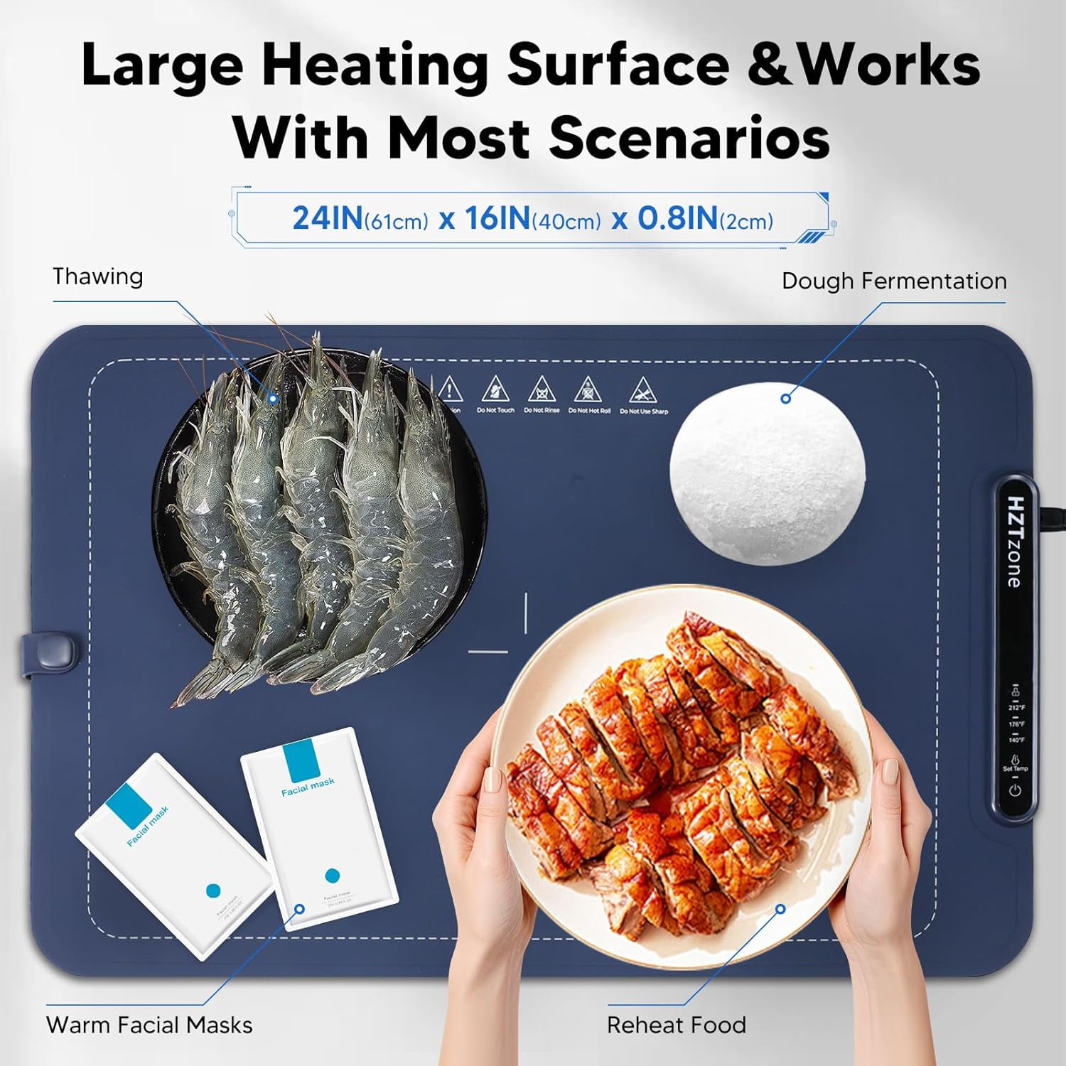 JUNCHI-Electric Warming Mat for Food, Electric Warming Tray with 3 ...