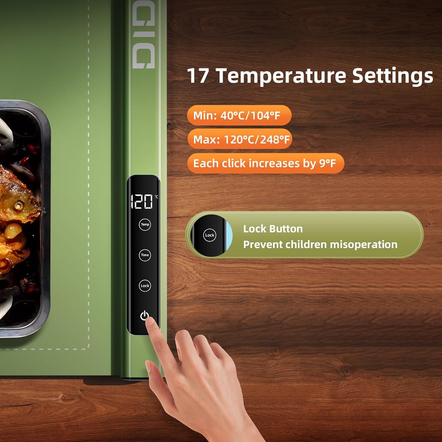 JUNCHI-Electric Warming Tray, Warming Mat for Food with 17 Temperature ...