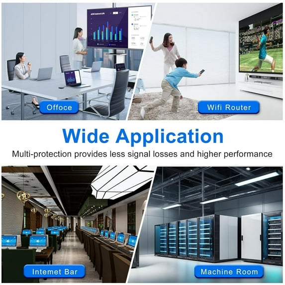 JUNCHI-Ethernet Extension Cable 3.3FT, 1000Mbps RJ45 Male to Female LAN ...