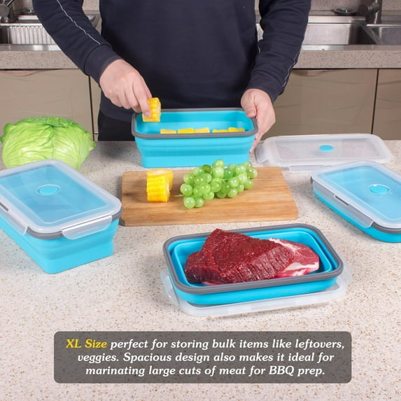 JUNCHI-Extra Large Collapsible Food Storage Containers with Lid & Air ...