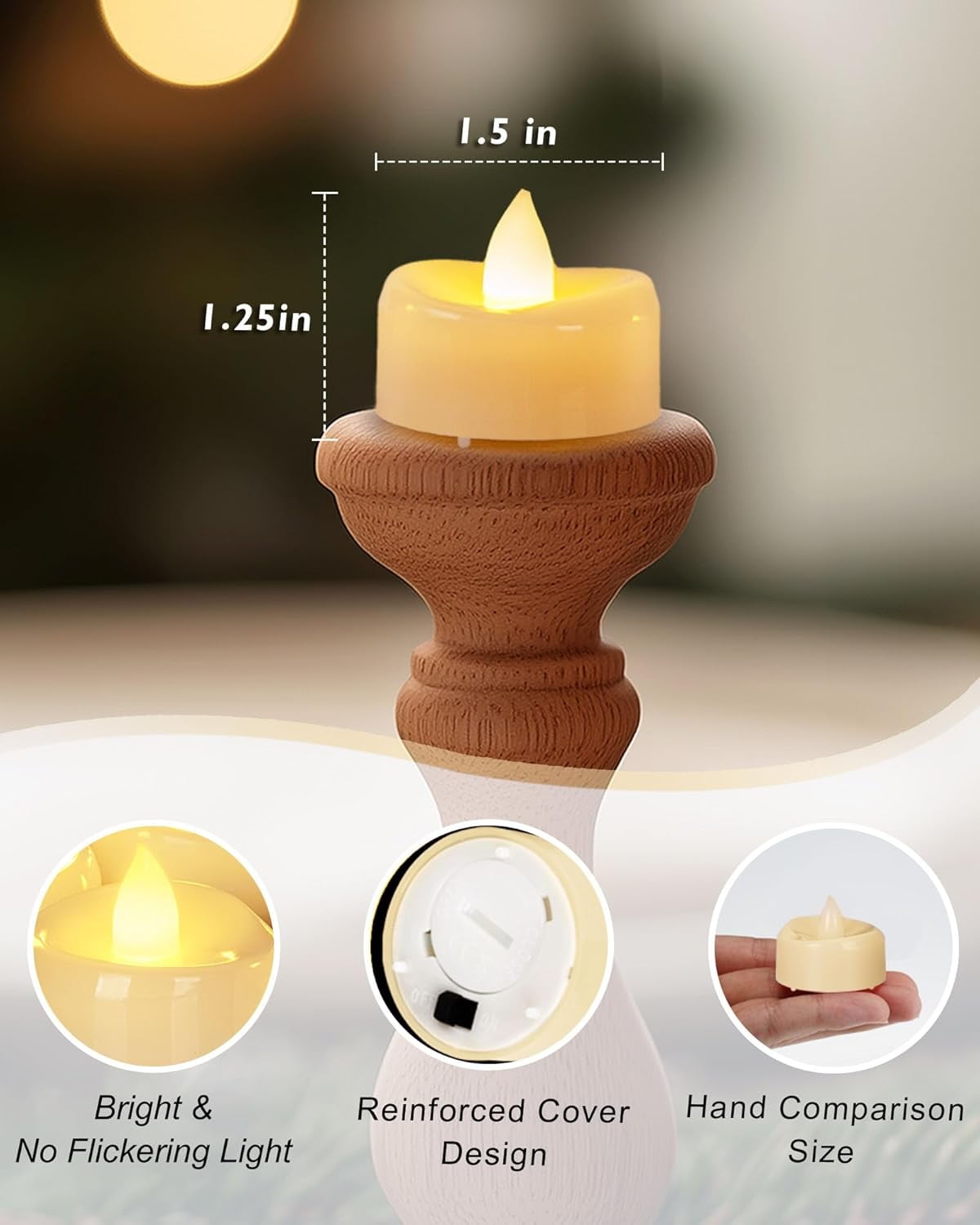 JUNCHI-Flameless Candles, 100 Pack LED Tea Lights Candles Battery ...