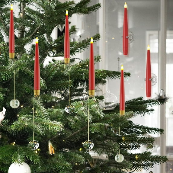 JUNCHI-Flameless Christmas Tree Candles with Remote, 12 Pack Battery ...