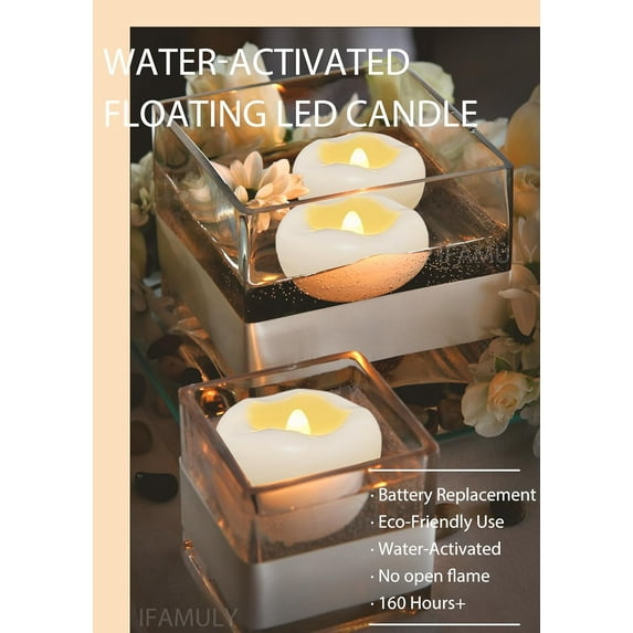 JUNCHI-Floating Candles, 36 Packs 2.3 Inch Flameless LED Candle, 160 ...