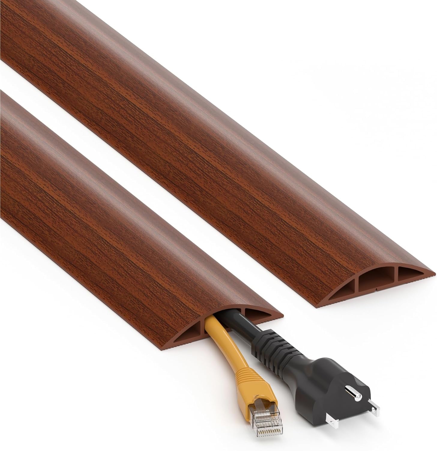 JUNCHI-Floor Cord Cover 4ft, Brown Walnut Wood Cord Hider Floor Hide ...