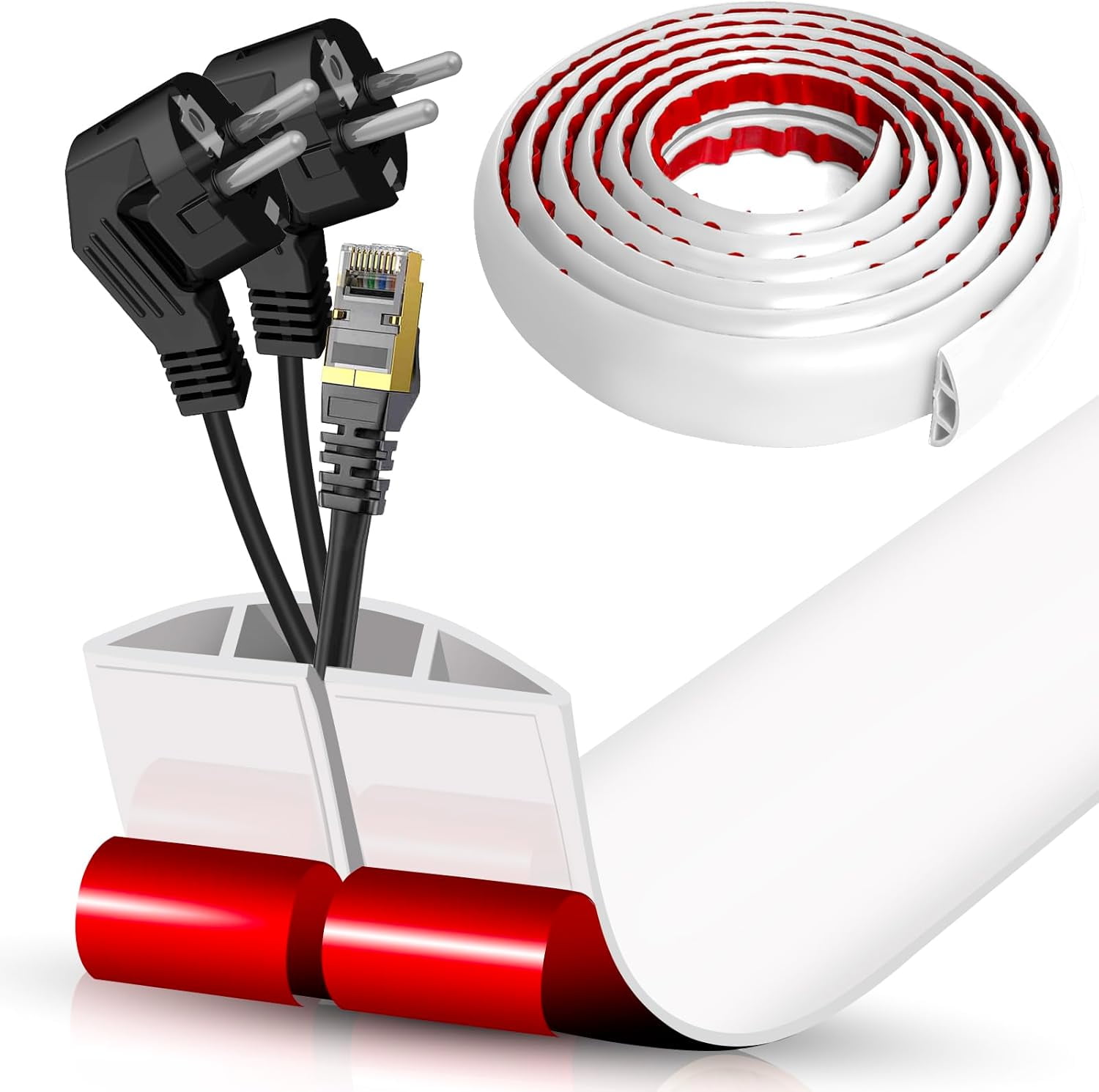 JUNCHI-Floor Cord Cover Cavity 0.8"x0.37" Self Adhesive Cord Hider ...