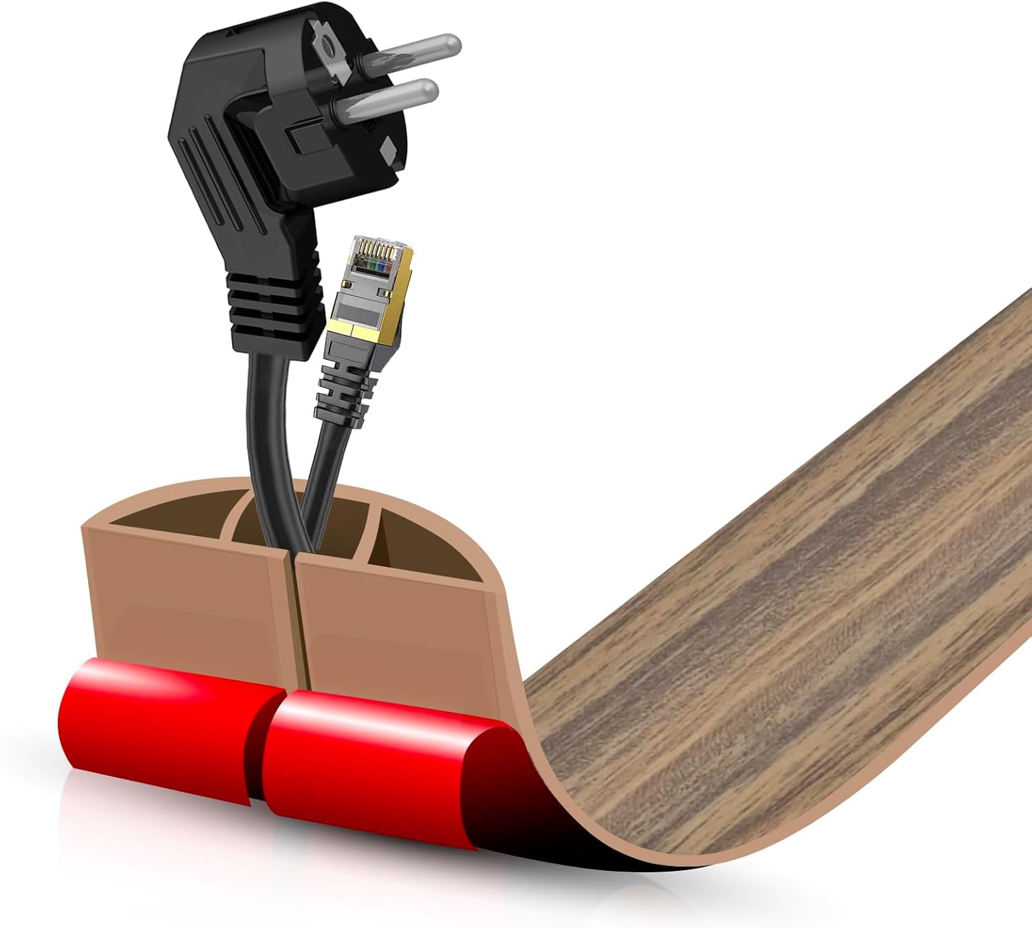 JUNCHI-Floor Cord Cover Self Adhesive Cord Hider,3.3FT Cable Management ...