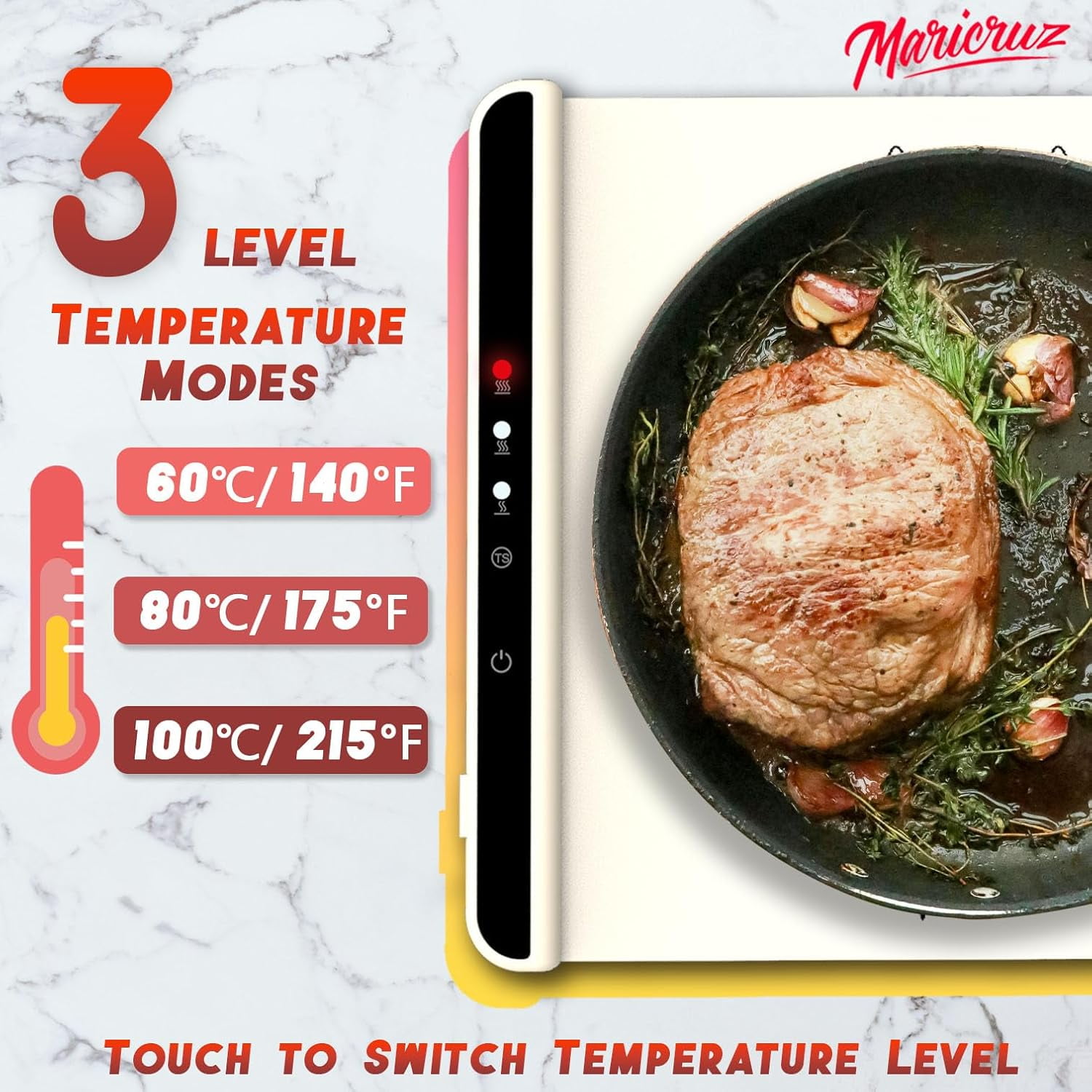 JUNCHI-Food Warming Mat Electric Warming Tray for Food- 3-Level Temp ...