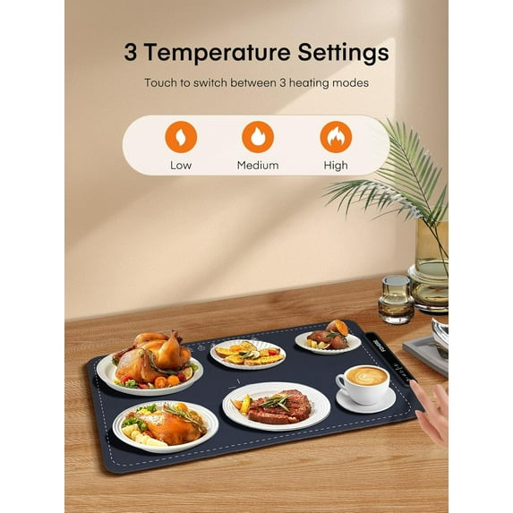 JUNCHI-Food Warming Mat, Fast Heating Electric Warming Tray with 3 ...