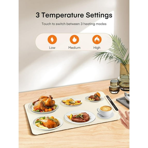 JUNCHI-Food Warming Mat, Fast Heating Electric Warming Tray with 3 ...