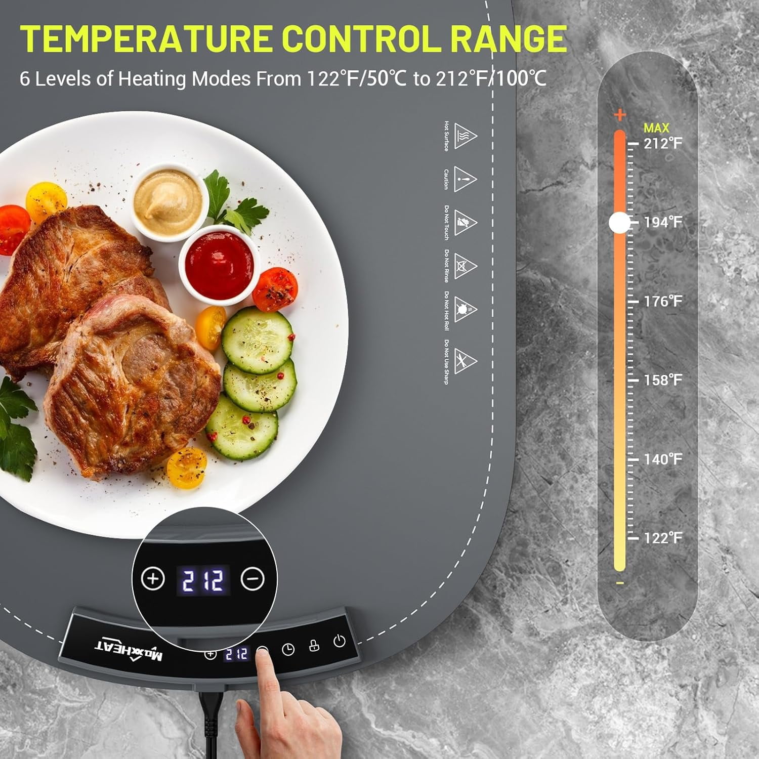 JUNCHI-Food Warming Mat, Foldable Electric Warming Tray with 6 Temp ...