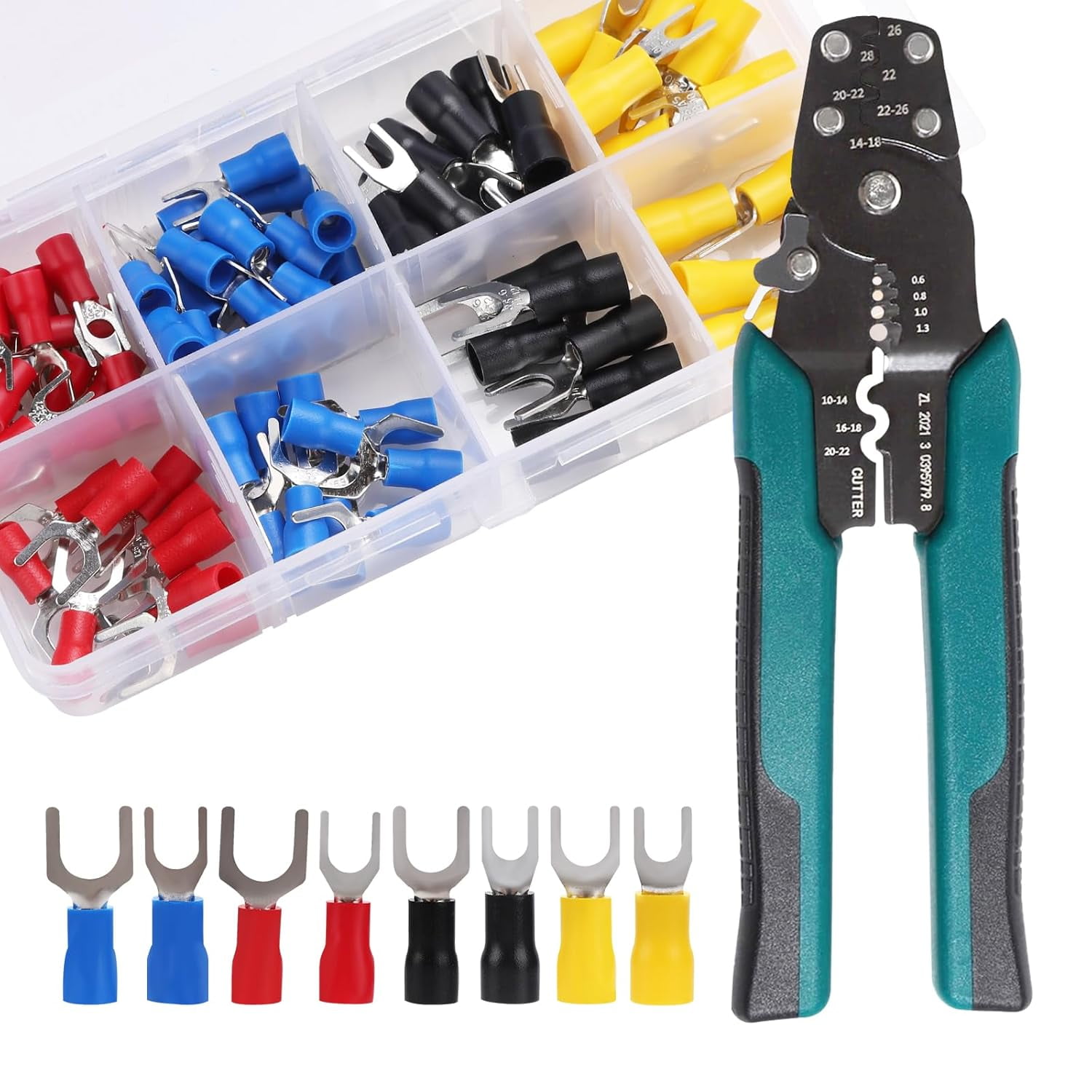 JUNCHI-Fork Spade Connectors Kit with Crimp/Stripping/Cutting ...