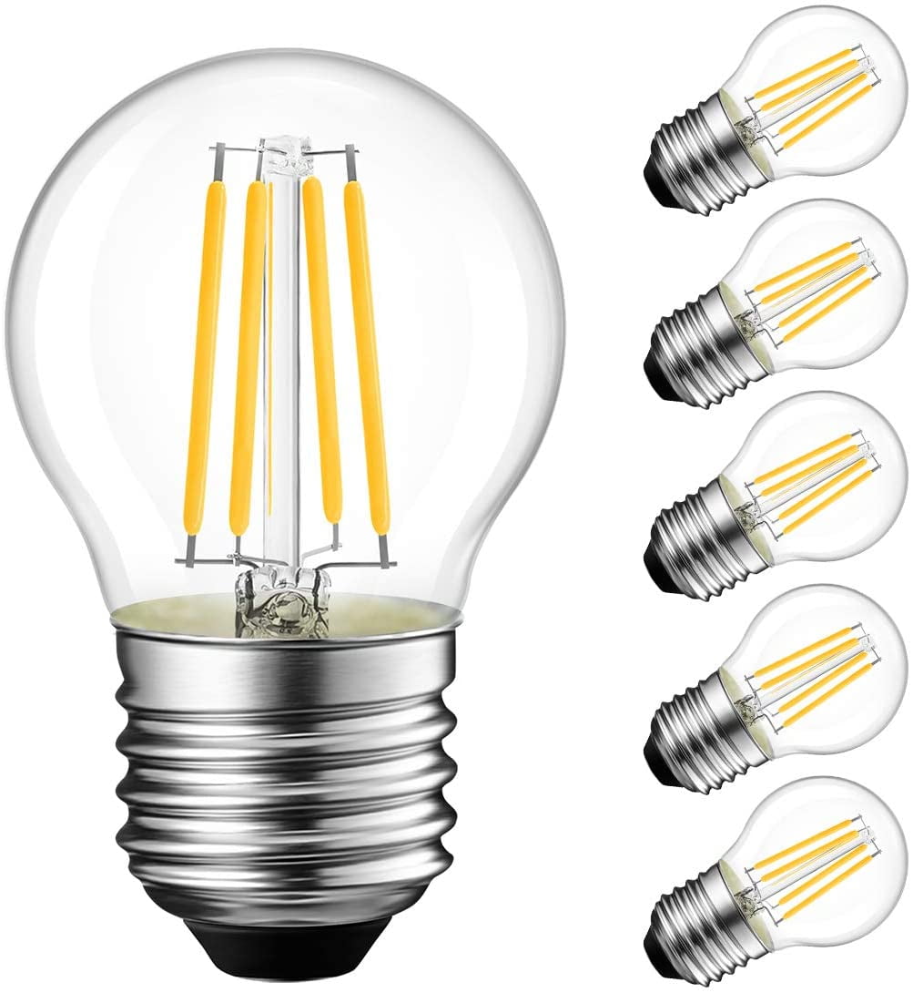 JUNCHI-G14 LED Filament Globe Bulb 4.5W(60W Equivalent), Dimmable 2700K ...