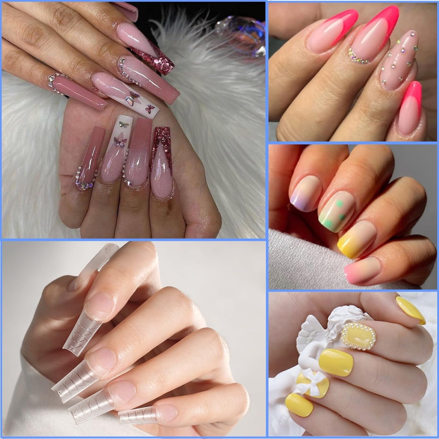 JUNCHI-Gel X nail Tips and Glue Gel Kit, 420 Pcs Coffin Nail Tips with ...