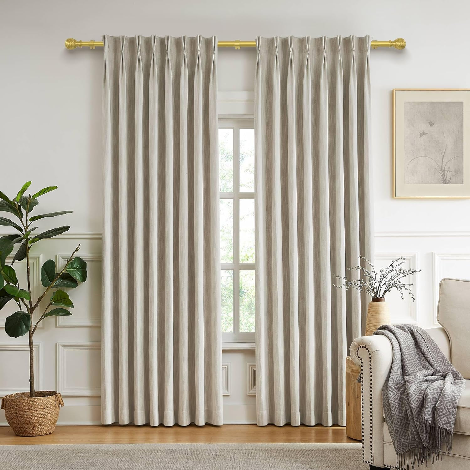 JUNCHI-Gold Curtain Rods for Windows,1 Inch Adjustable Heavy Duty ...