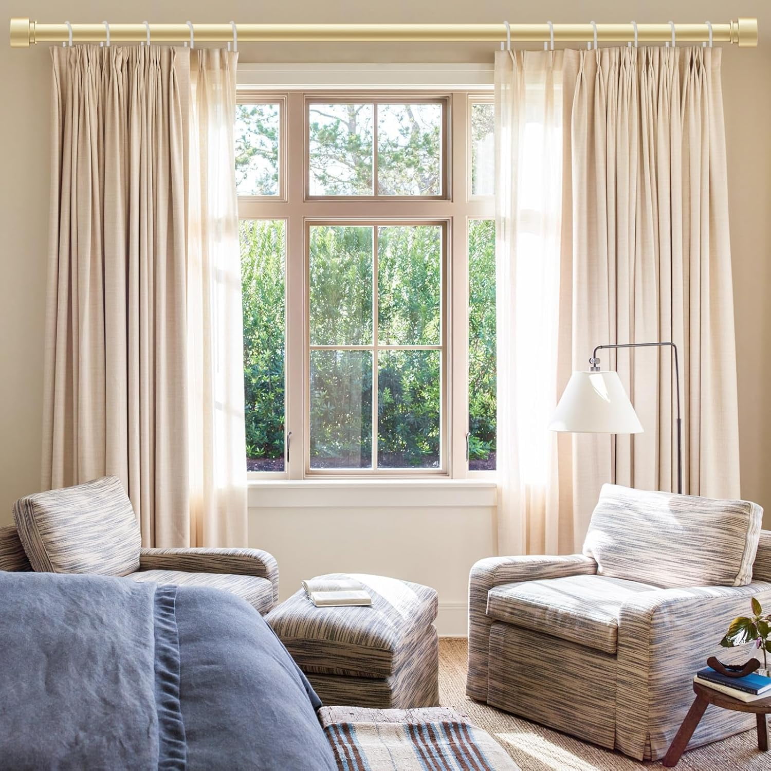 JUNCHI-Gold Long Curtain Rod for Windows 72 to 144 Inch(6-12 Feet ...