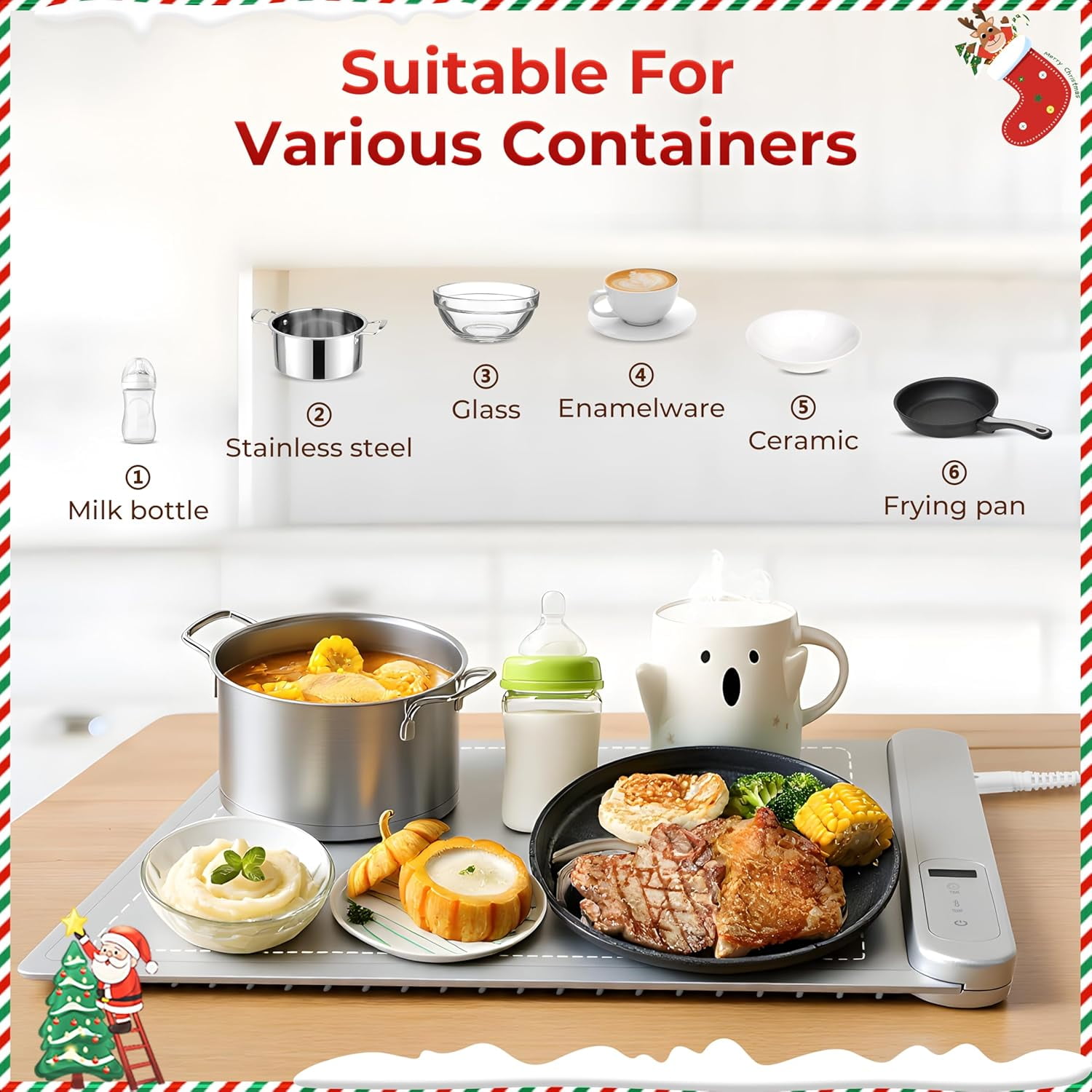 JUNCHI-Graphene Warming Mat for Food, Electric Warming Tray with 6 Temp ...