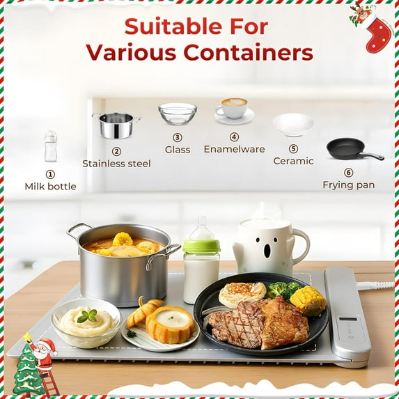 JUNCHI-Graphene Warming Mat for Food, Electric Warming Tray with 6 Temp ...